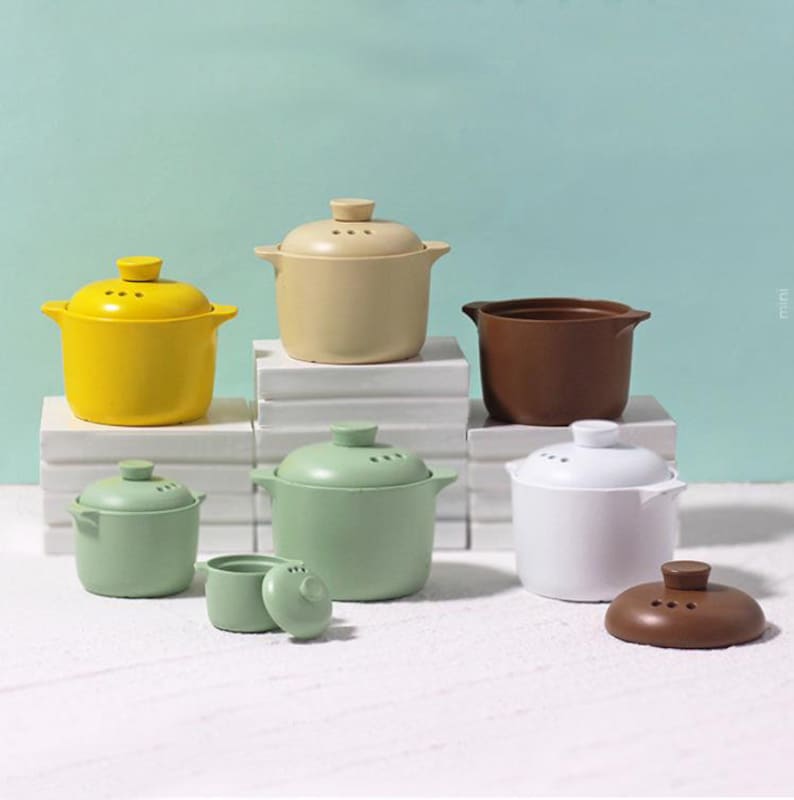 Dollhouse Miniature Cooking Pot 1/6 1/12 Scale Miniature Colored Metal ...