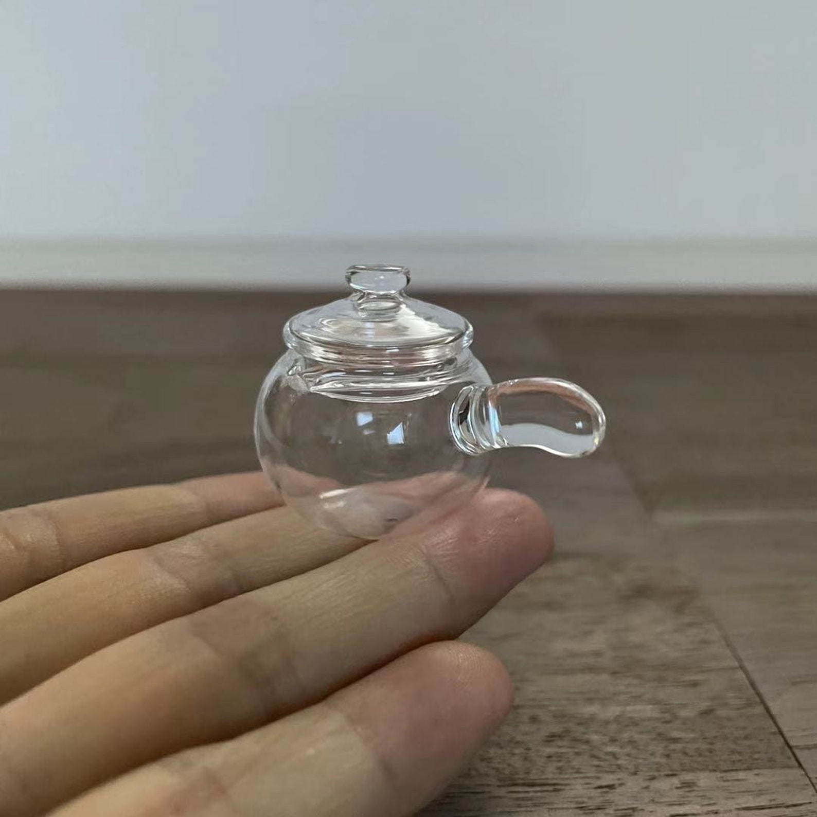 Miniature clear glass teapot with handle Dollhouse kitchen | Etsy