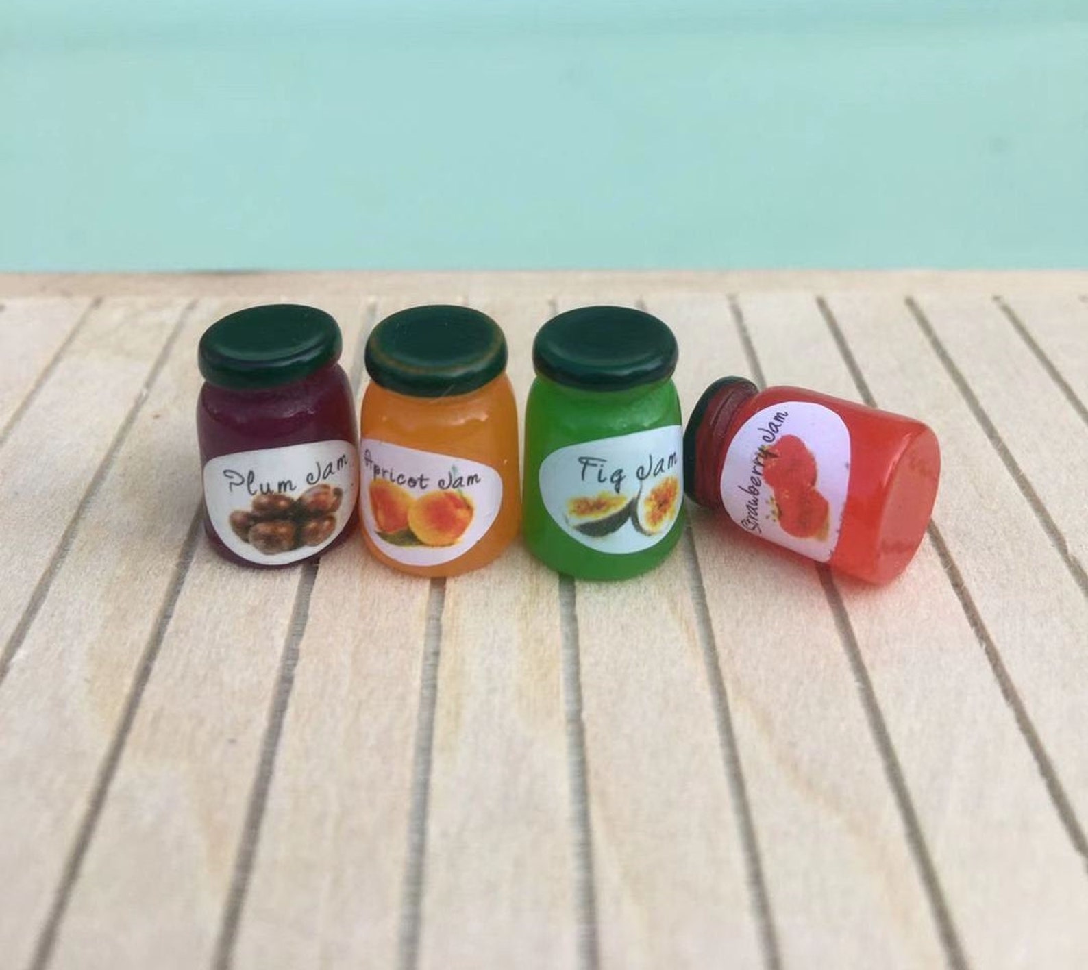 Miniature Jar of Jam Dollhouse Set of 4 Fruits Jam Mini Fake | Etsy