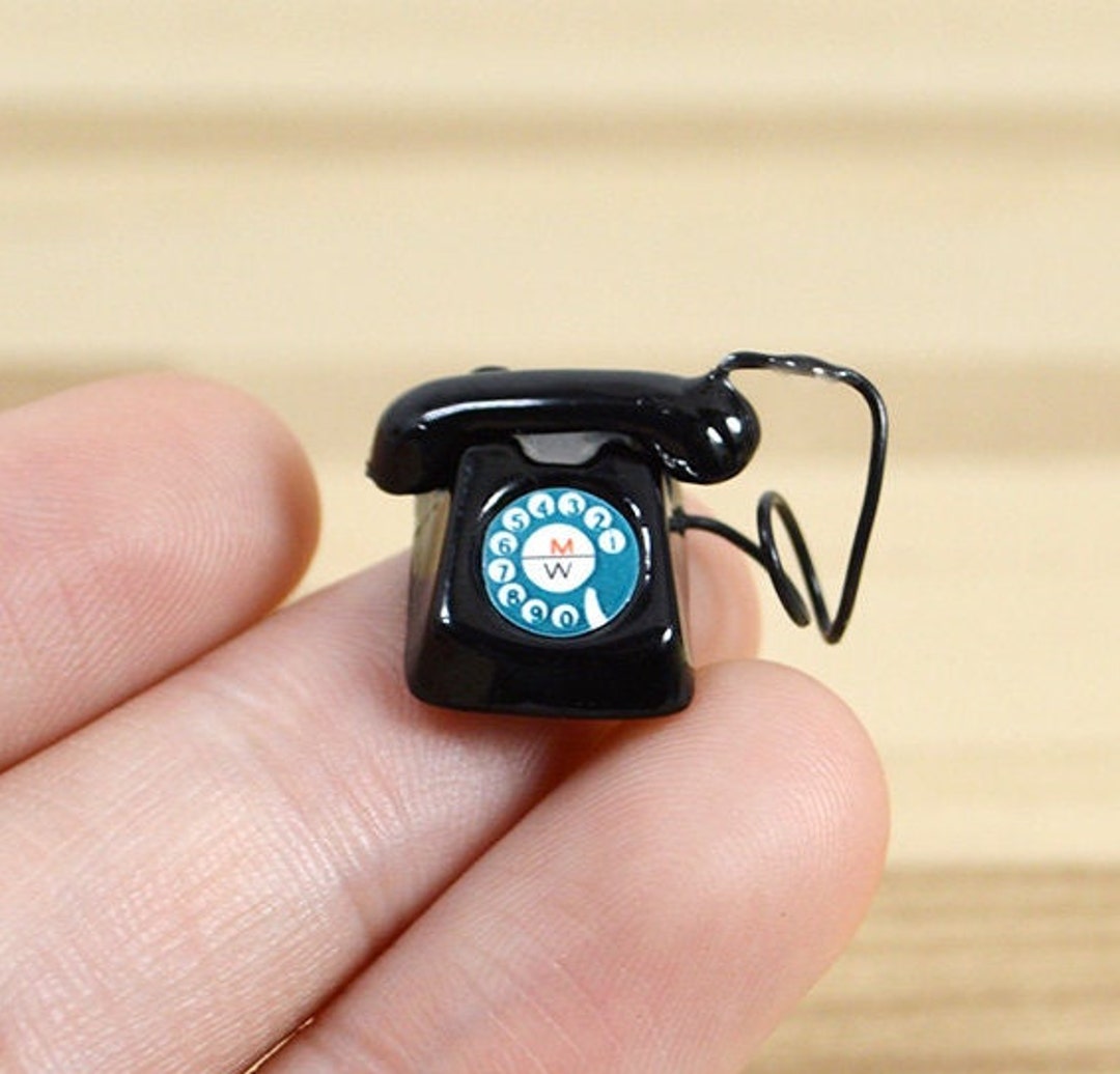 Dollhouse Rotary Dial Telephone 1 12th Scale Telephone Miniature Metal ...