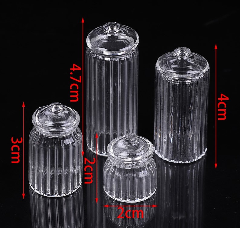 Miniature Clear Glass Apothecary Jars Dollhouse Miniature 1:6 Glass ...