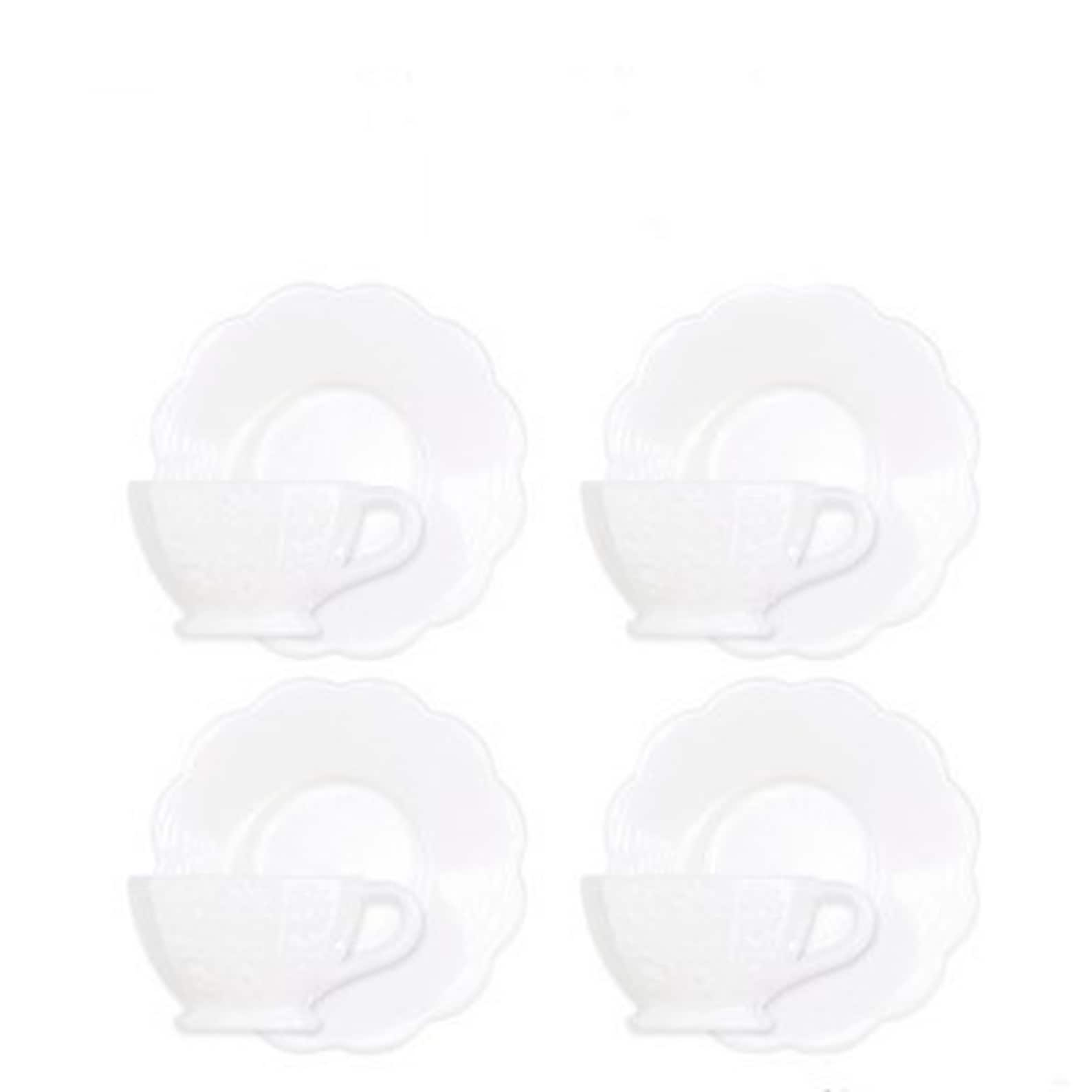 Dollhouse Teacup and Saucer Set of 4 Miniature Vintage Cups Clear ...