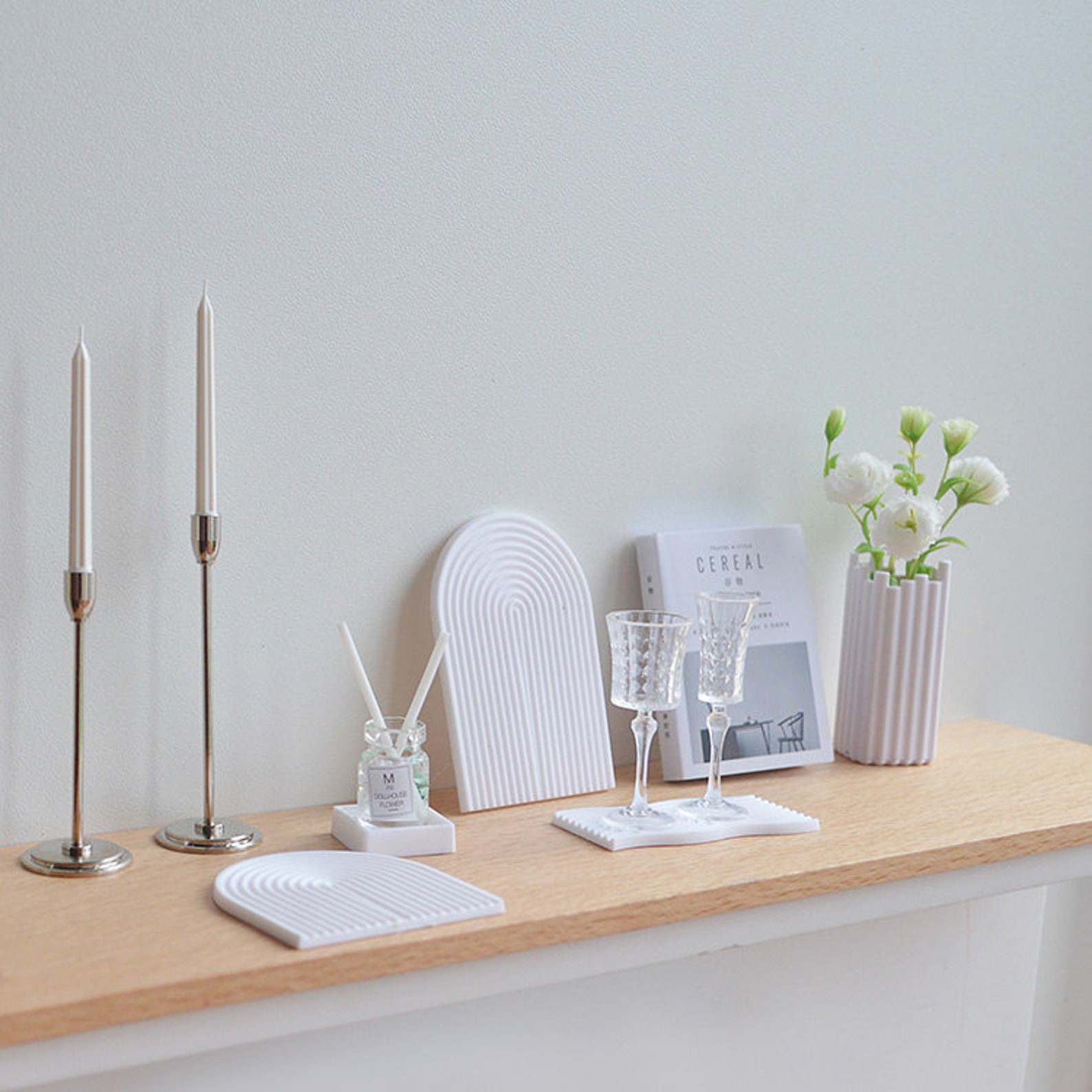 6 Pieces 1:6 Scale Wave Tray Dollhouse Miniature Decorative Trays - Etsy