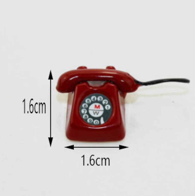 Dollhouse Rotary Dial Telephone 1 12th Scale Telephone Miniature Metal ...