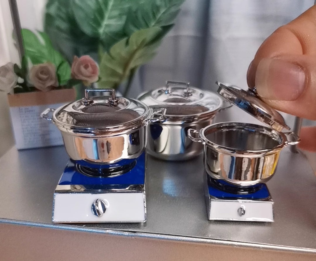Miniature Metal Pot Mini Cooking Pot With Lid Dollhouse Kitchen ...