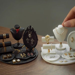 1:6 Miniature Jewelry and Jewelry Display Set Doll Earring BJD Necklace ...