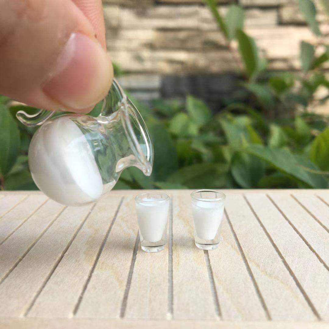 Miniature Milk Set Mini Pitcher and 2 Glasses Dollhouse Real Glass Jug ...