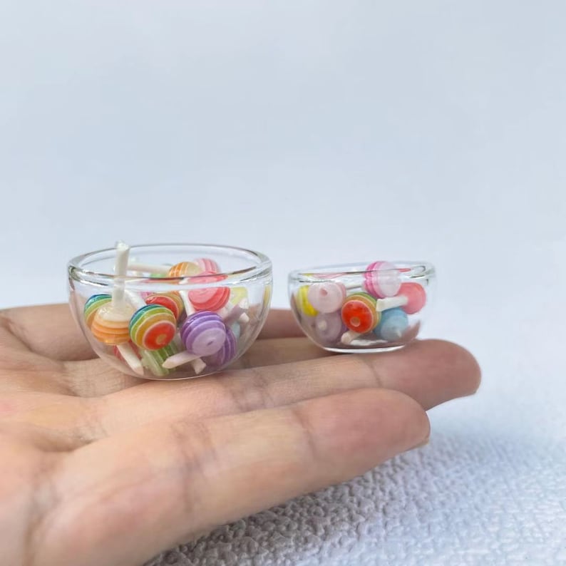 Miniature Real Glass Bowl Dollhouse Candy Bowl Mini Salad Bowl for ...