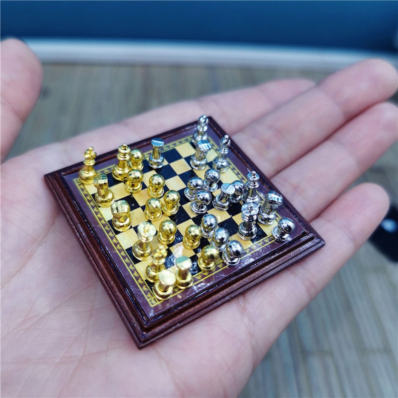 Dollhouse Miniature Chess Set Mini Magnetic Chess Pieces | Etsy