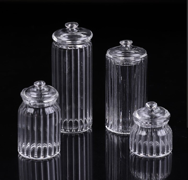 Miniature Clear Glass Apothecary Jars Dollhouse Miniature 1:6 Glass ...