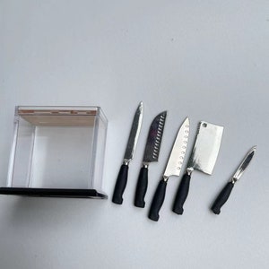 1/6 Scale Miniautre Kitchen Knife Holder Dollhouse Kitchen Decor Minia ...