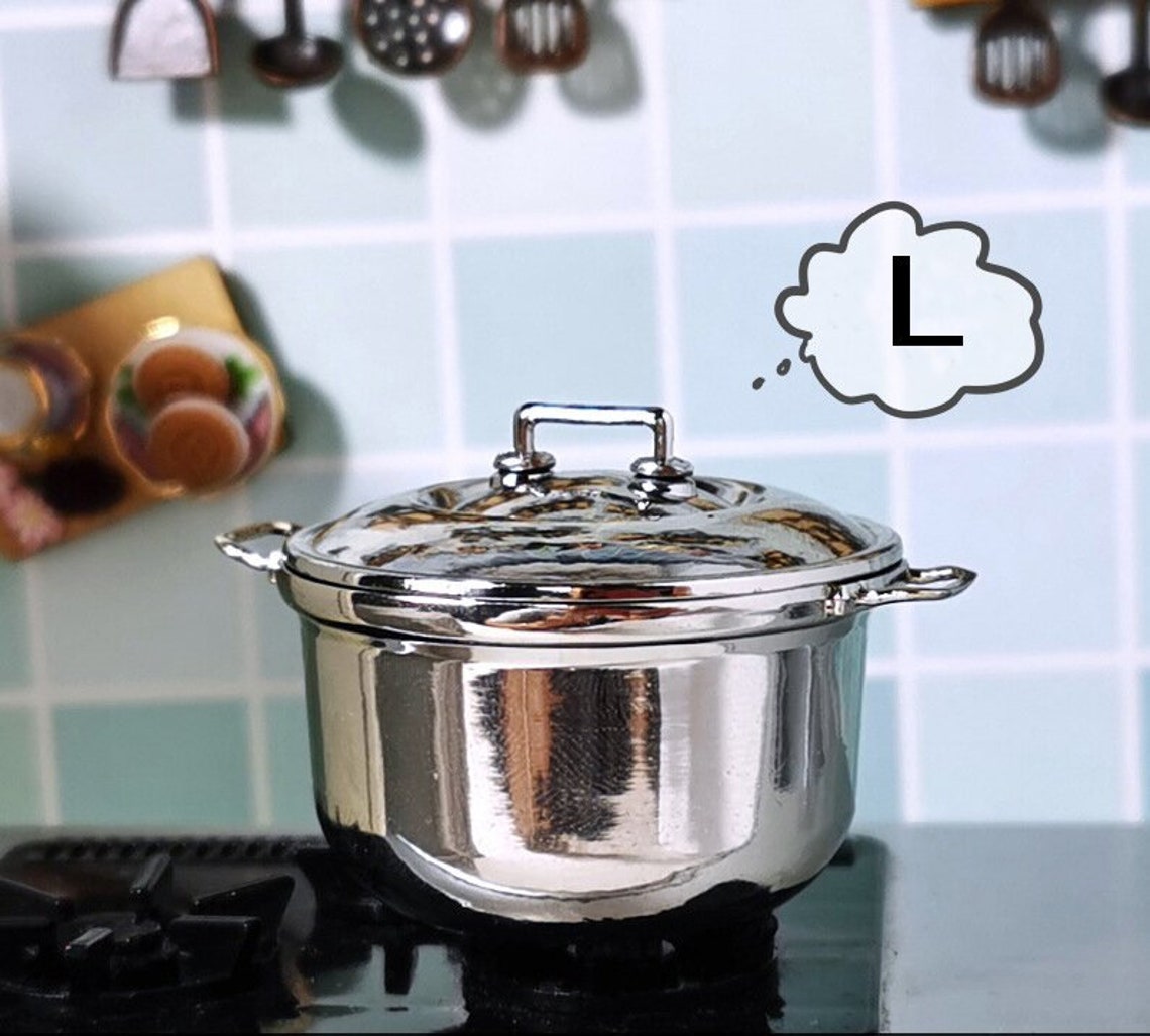 Miniature Metal Pot Mini Cooking Pot With Lid Dollhouse Kitchen ...