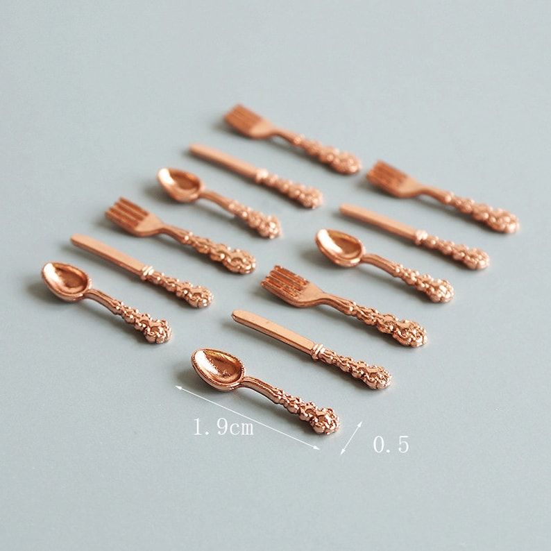 Set of 12 Pieces Doll House Utensil Kit Miniature Metal Fork - Etsy
