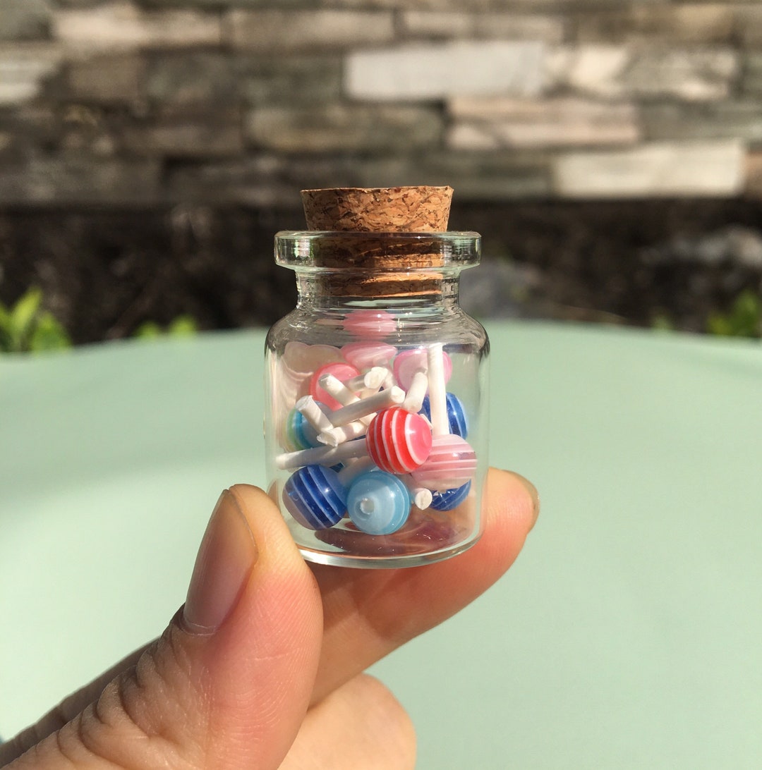 Miniature Glass Bottle Full of Colorful Lollipops 1/12 1/6 Scale Sweets ...