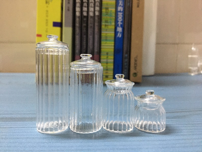 Miniature Clear Glass Apothecary Jars Dollhouse Miniature 1:6 Glass ...