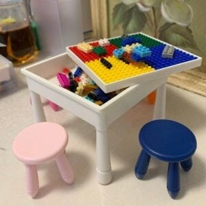 Miniature Building Block Table Dollhouse Multi Activity Table Set Mini ...