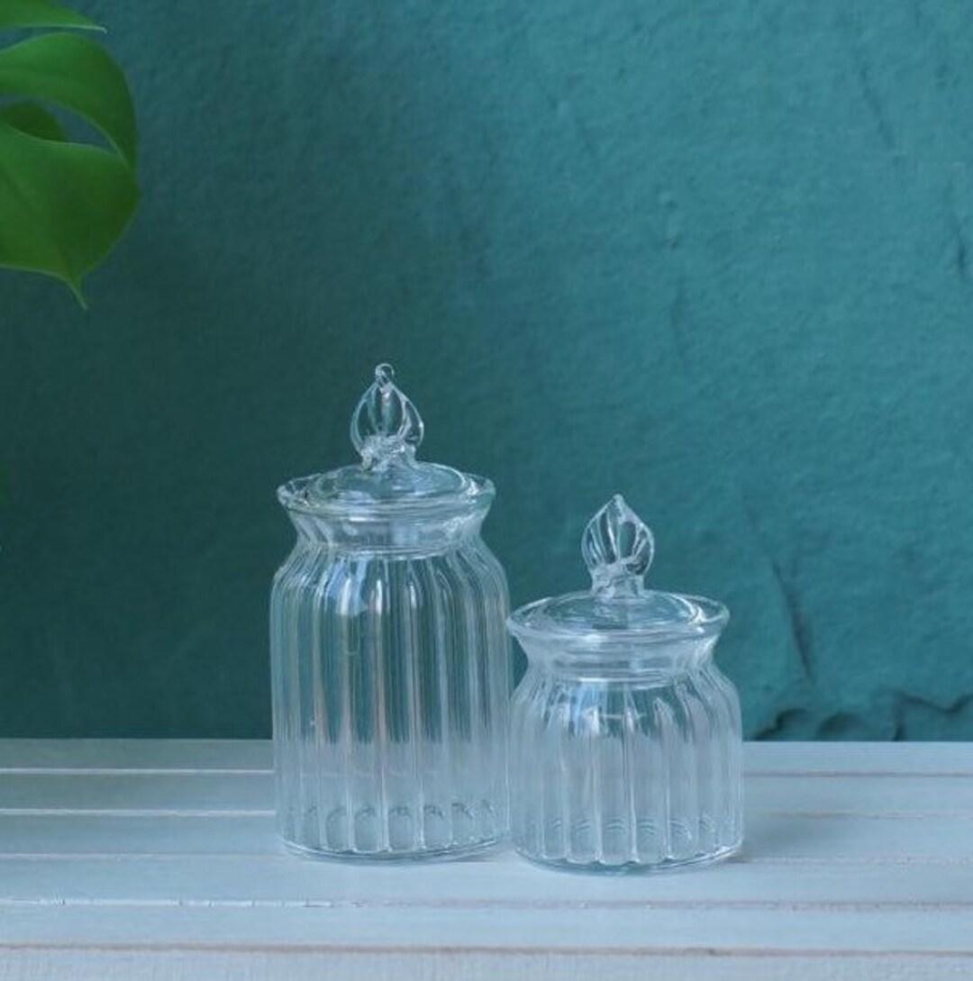 Miniature Candy Glass Jars Mini Clear Glass Storage Jars for Dollhouse ...