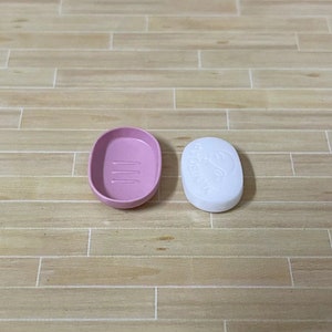 Miniature Soap Dish With White Soap Dollhouse Bathroom Soap in 1:12 ...
