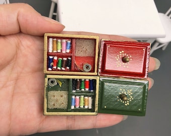 Vintage Sewing Needlework Needle Kit Box Dollhouse Miniature Décor - Etsy