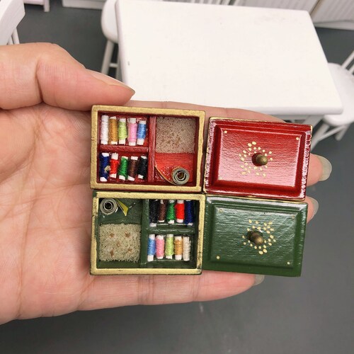 Dollhouse Miniature Sewing Box Set Miniature Work Box 1/12 - Etsy