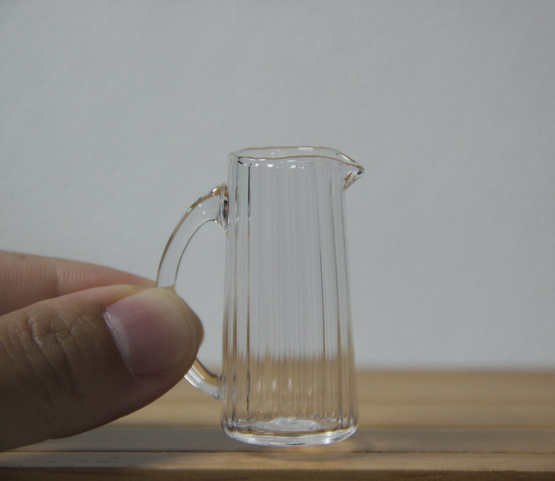 Miniature Real Glass Water Jug Dollhouse Glassware Mini Clear Juice Jug ...