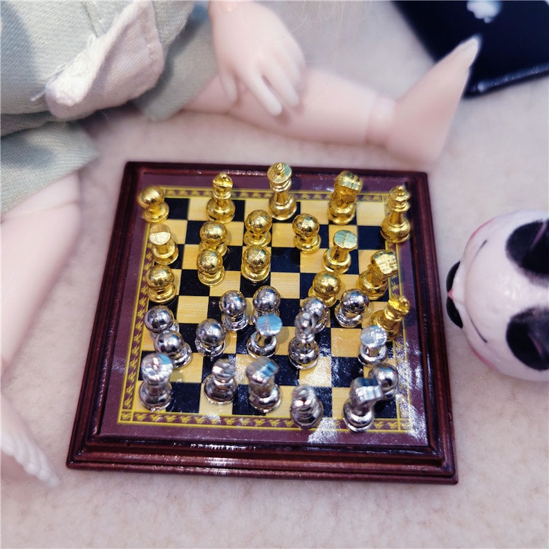 Dollhouse Miniature Chess Set Mini Magnetic Chess Pieces | Etsy