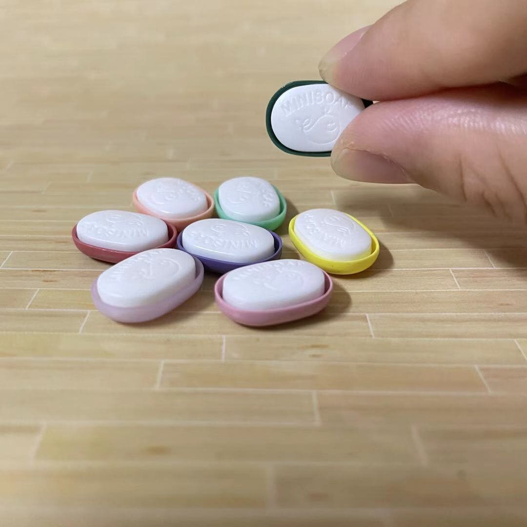 Miniature Soap Dish With White Soap Dollhouse Bathroom Soap in 1:12 ...