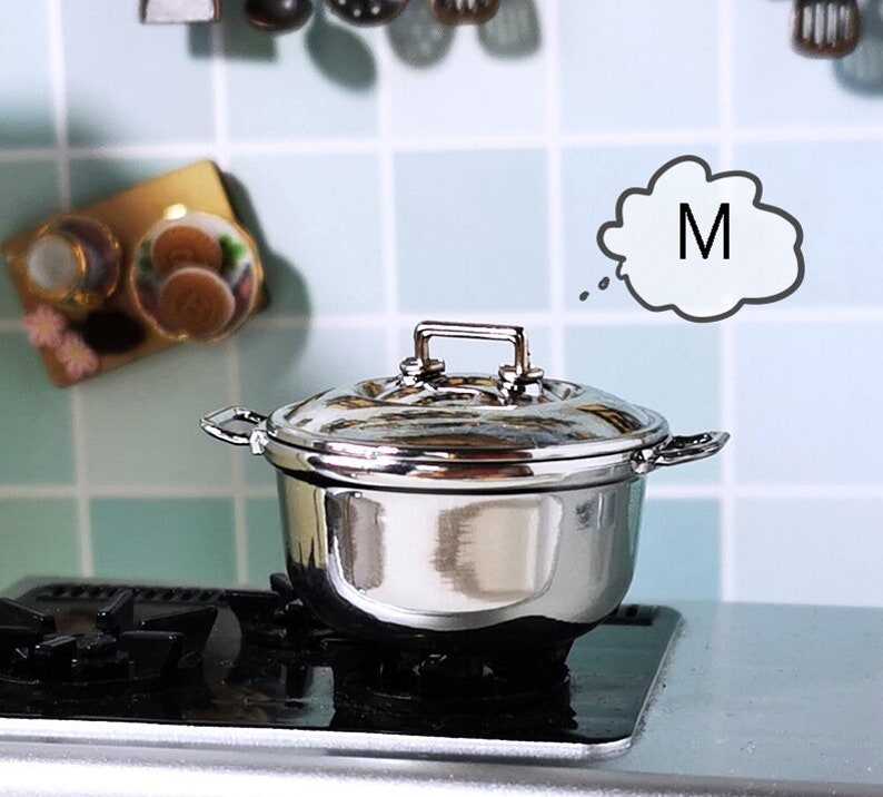 Miniature Metal Pot Mini Cooking Pot With Lid Dollhouse Kitchen ...