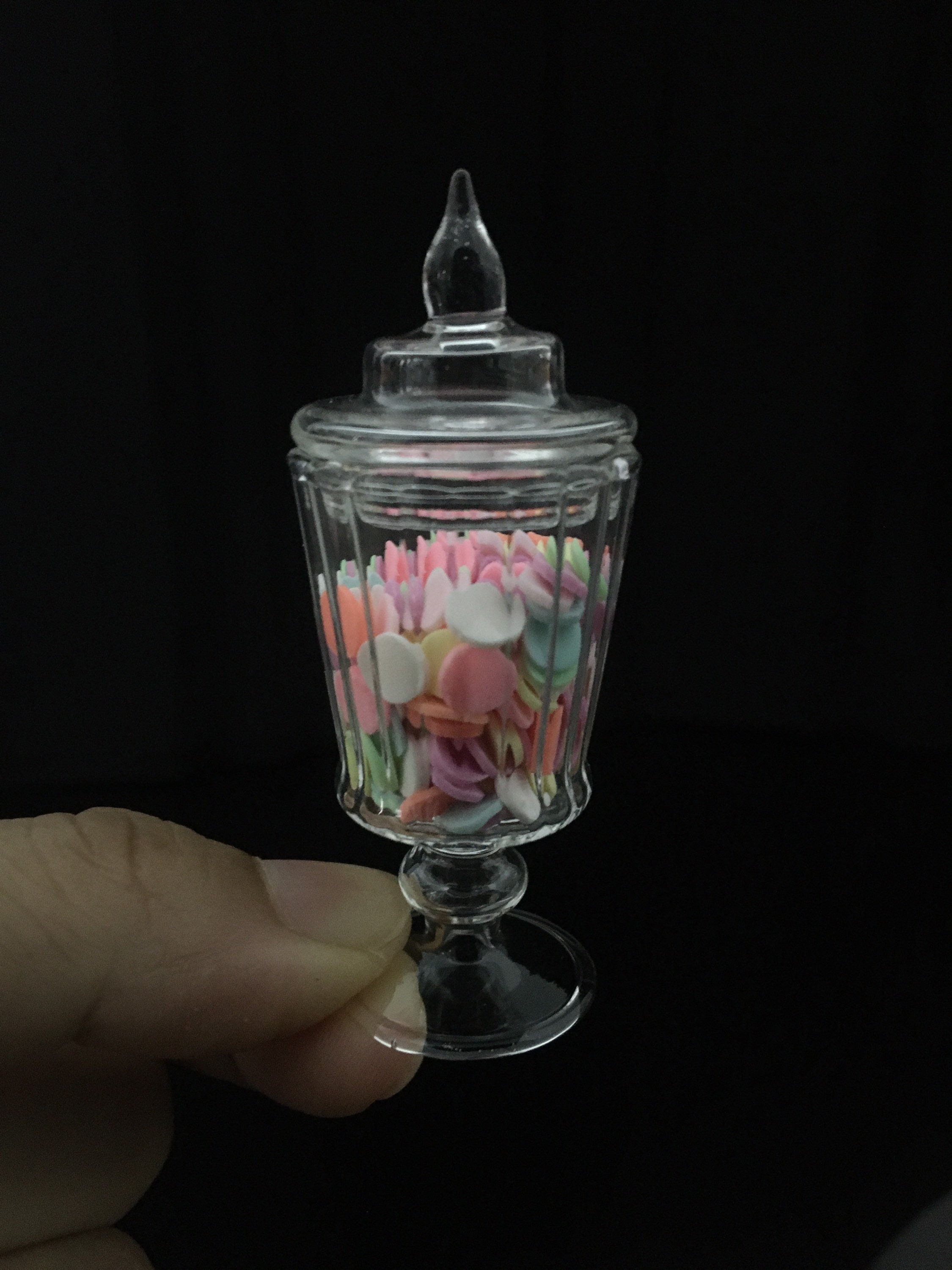 1/6 Scale Dollhouse Miniature Clear Apothecary Jar With Lid Candy ...