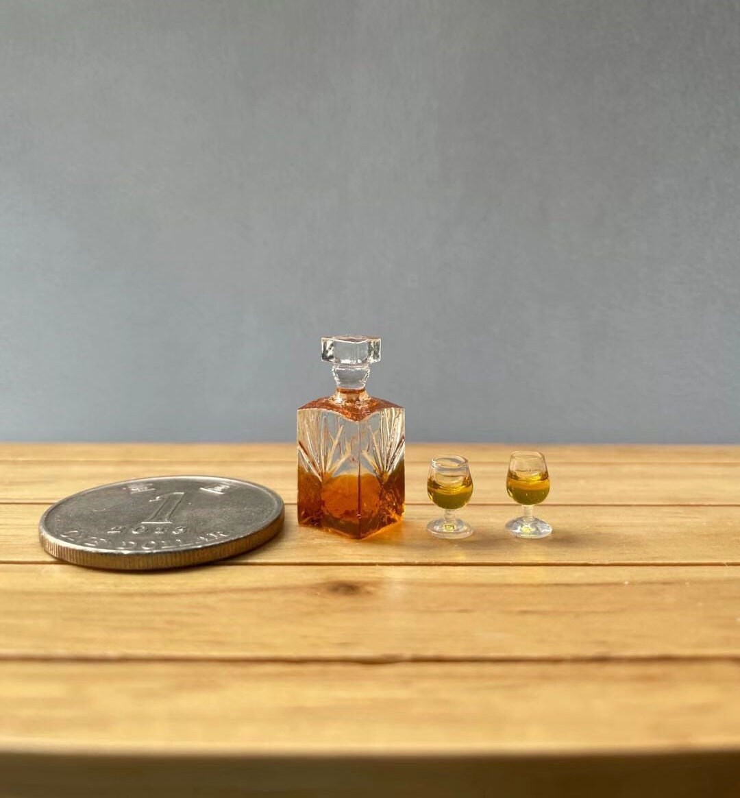 Miniature Whiskey Decanter Set 1/12th Scale Wine Bottles Mini | Etsy