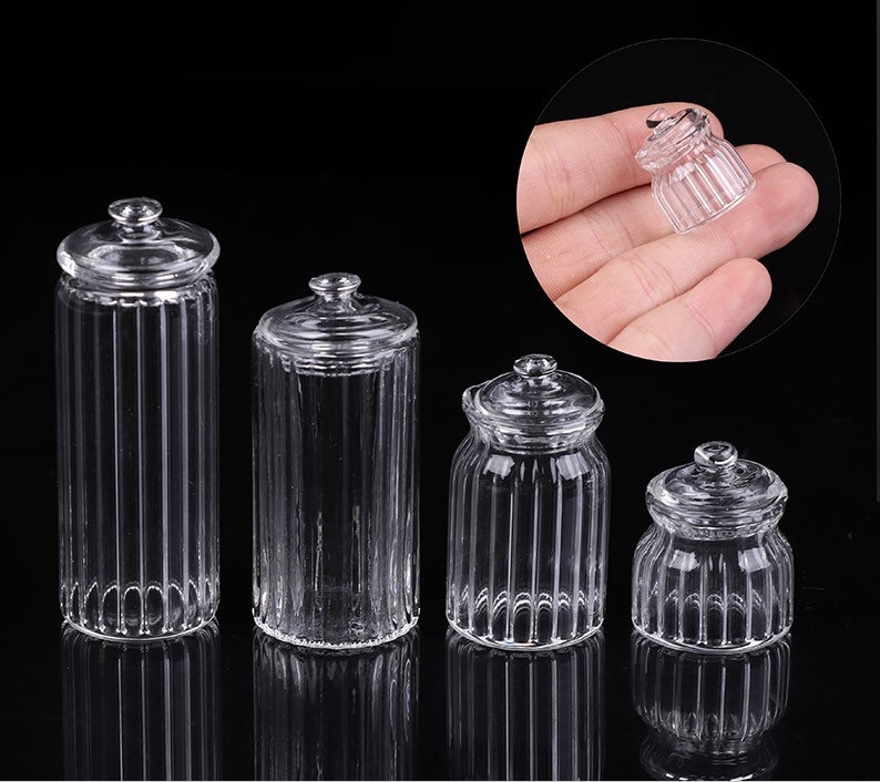 Miniature Clear Glass Apothecary Jars Dollhouse Miniature 1:6 Glass ...