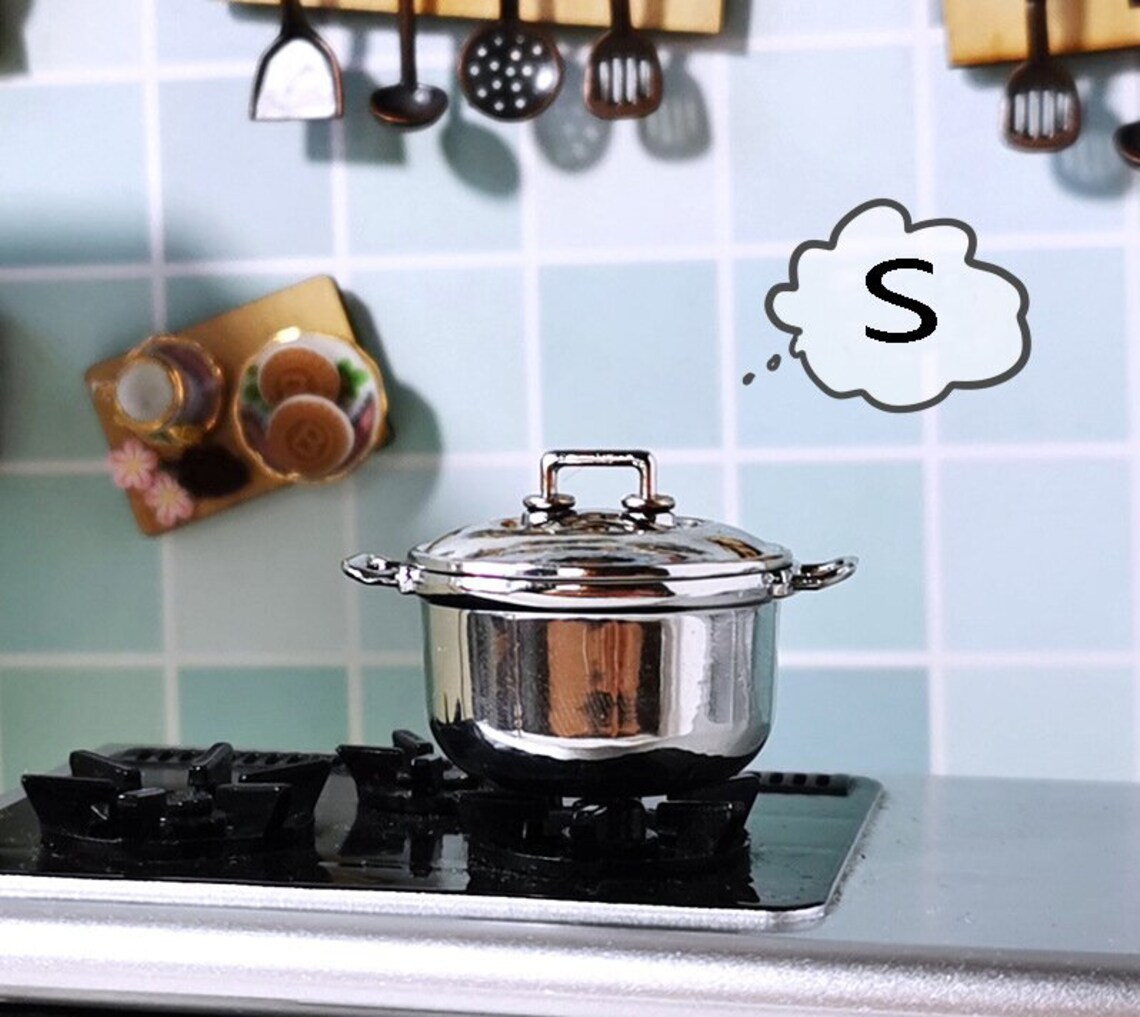 Miniature Metal Pot Mini Cooking Pot With Lid Dollhouse Kitchen ...