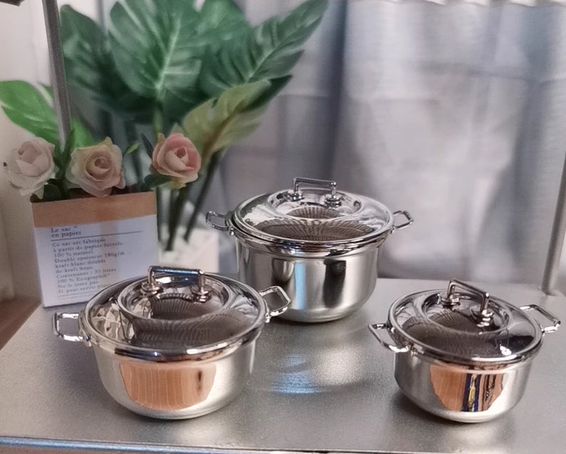 Miniature Metal Pot Mini Cooking Pot With Lid Dollhouse Kitchen ...