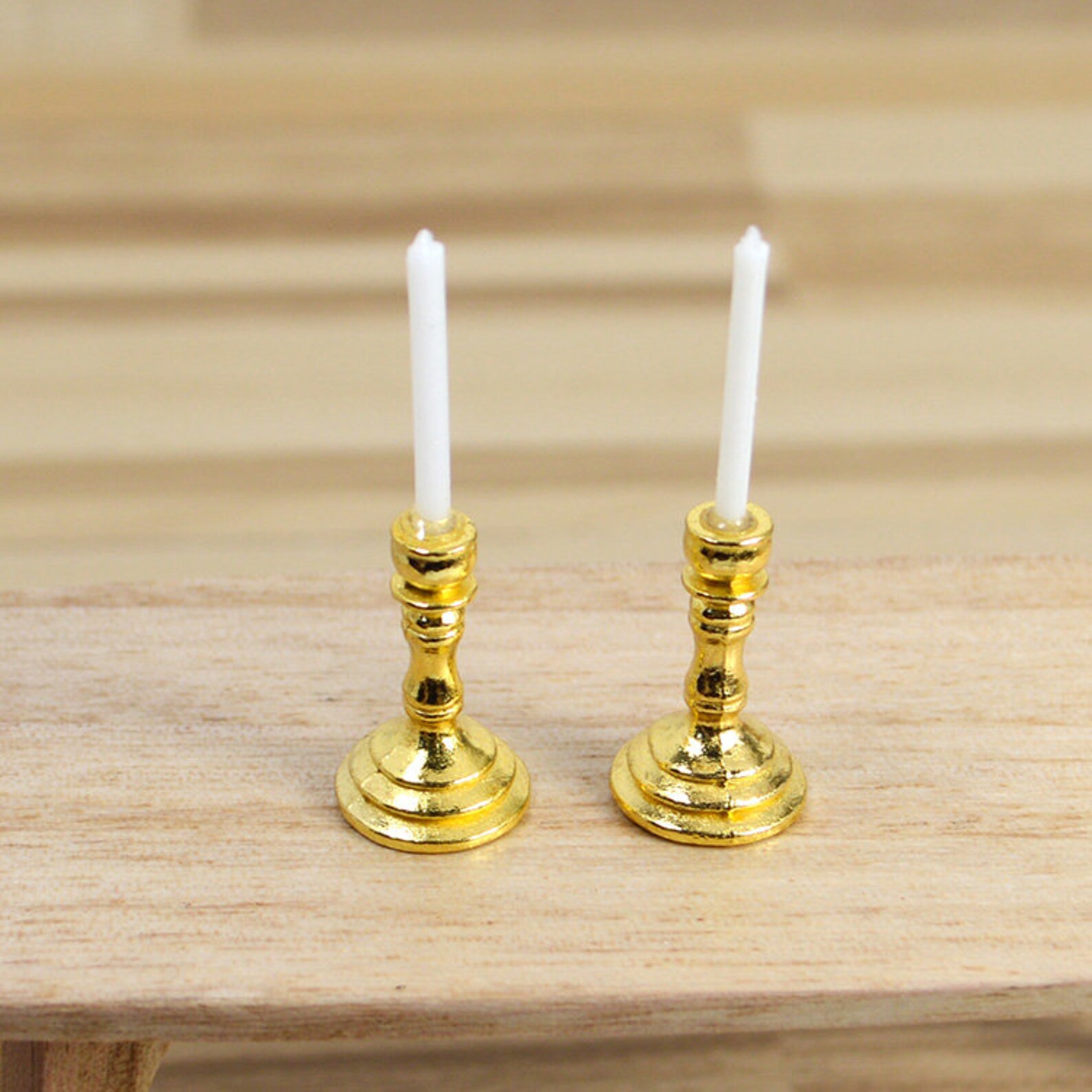Pair of Miniature Metal Candlesticks With Candles Dollhouse - Etsy