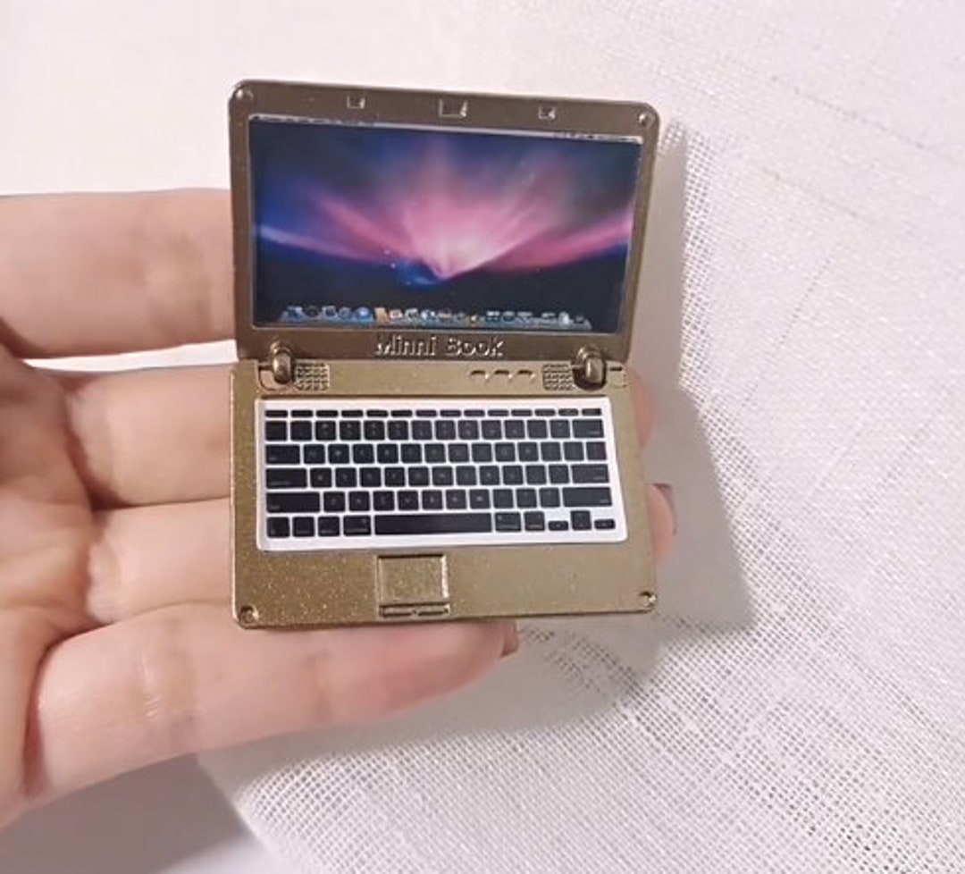 Miniature Laptop Dollhouse Computer 1:12 Scale Office Decor Accessory ...