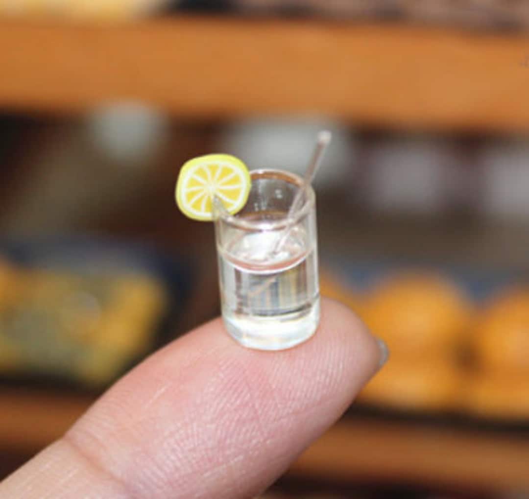 Miniature Glass of Lemon Water 1:12 Scale Beverage Fountain Drink ...