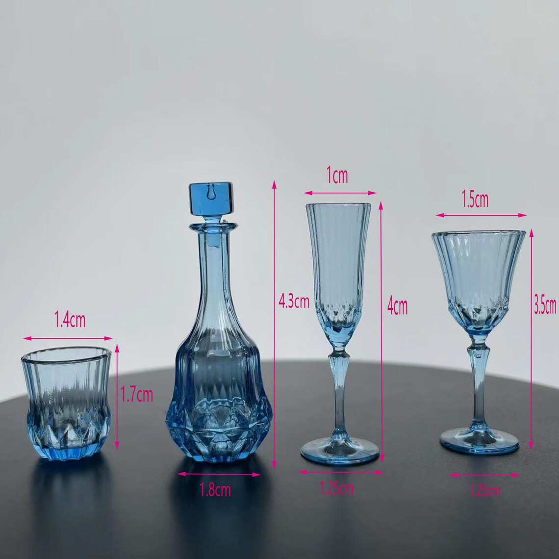 1/6 Scale Decanter Set With Glasses Dollhouse Wine Glasses Set of 7 - Etsy