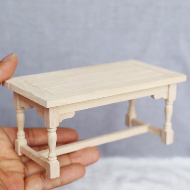 Dollhouse Miniature Unfinished Kitchen Table 1:12 Scale Dining ...