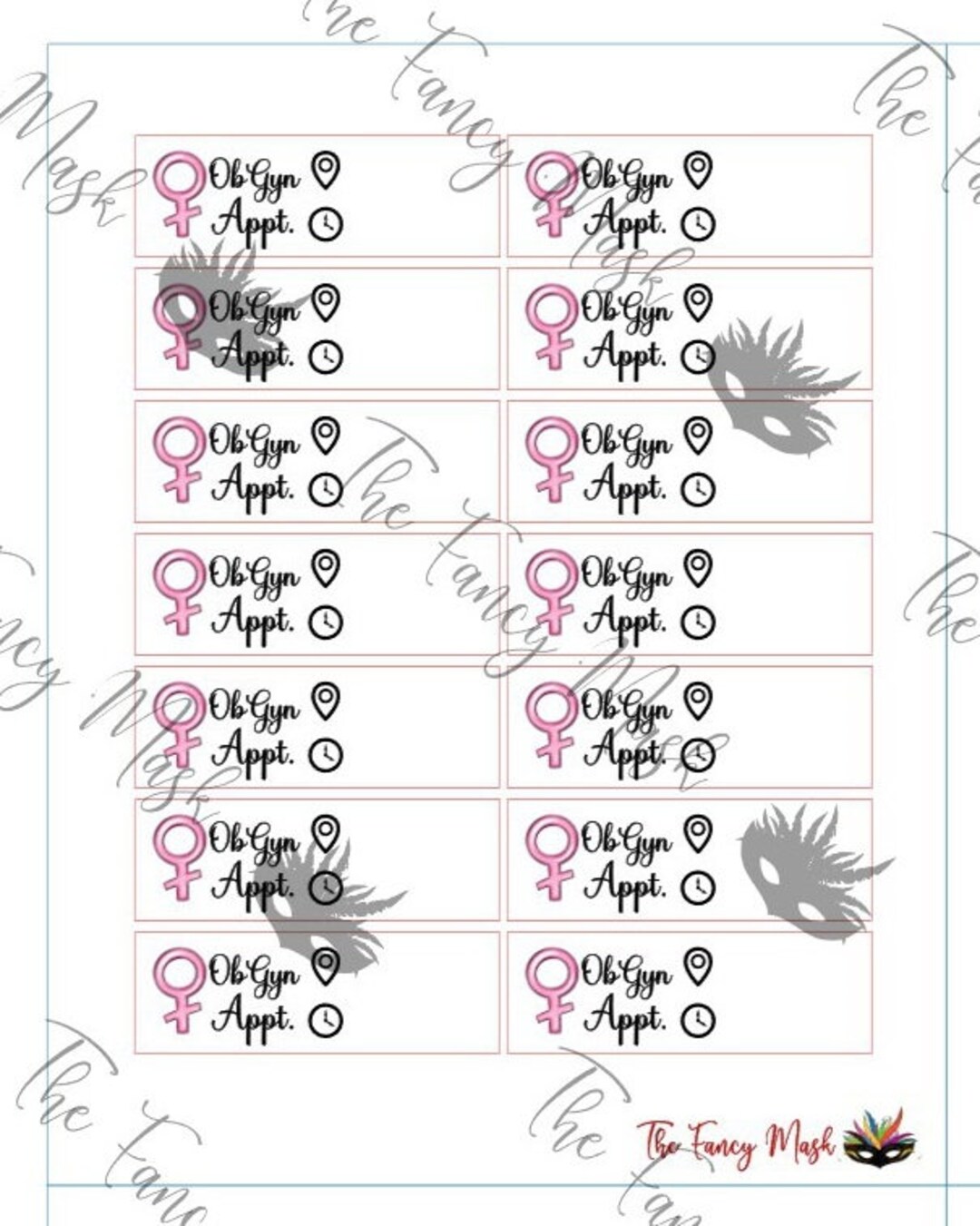 Printable Obgyn Gynecologist Appointment Sticker Hand Cut and ...