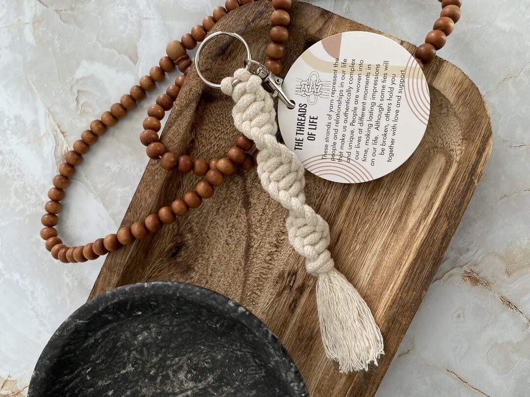 Macrame Twist Friendship Keychain- Beige - Etsy
