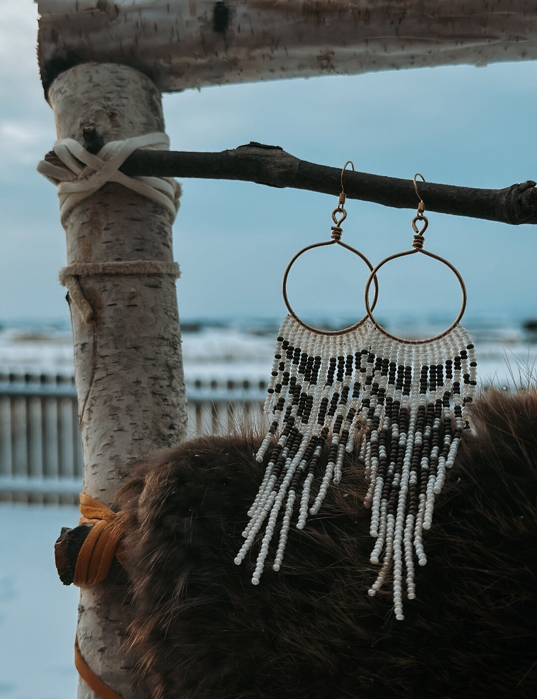 Snowy Owl Beaded Hoops - Etsy