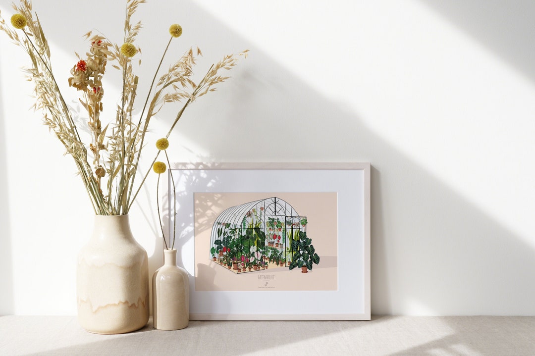 GREENHOUSE - Plant Poster A3/A4 - Plant Illustration, Botany, Indoor ...