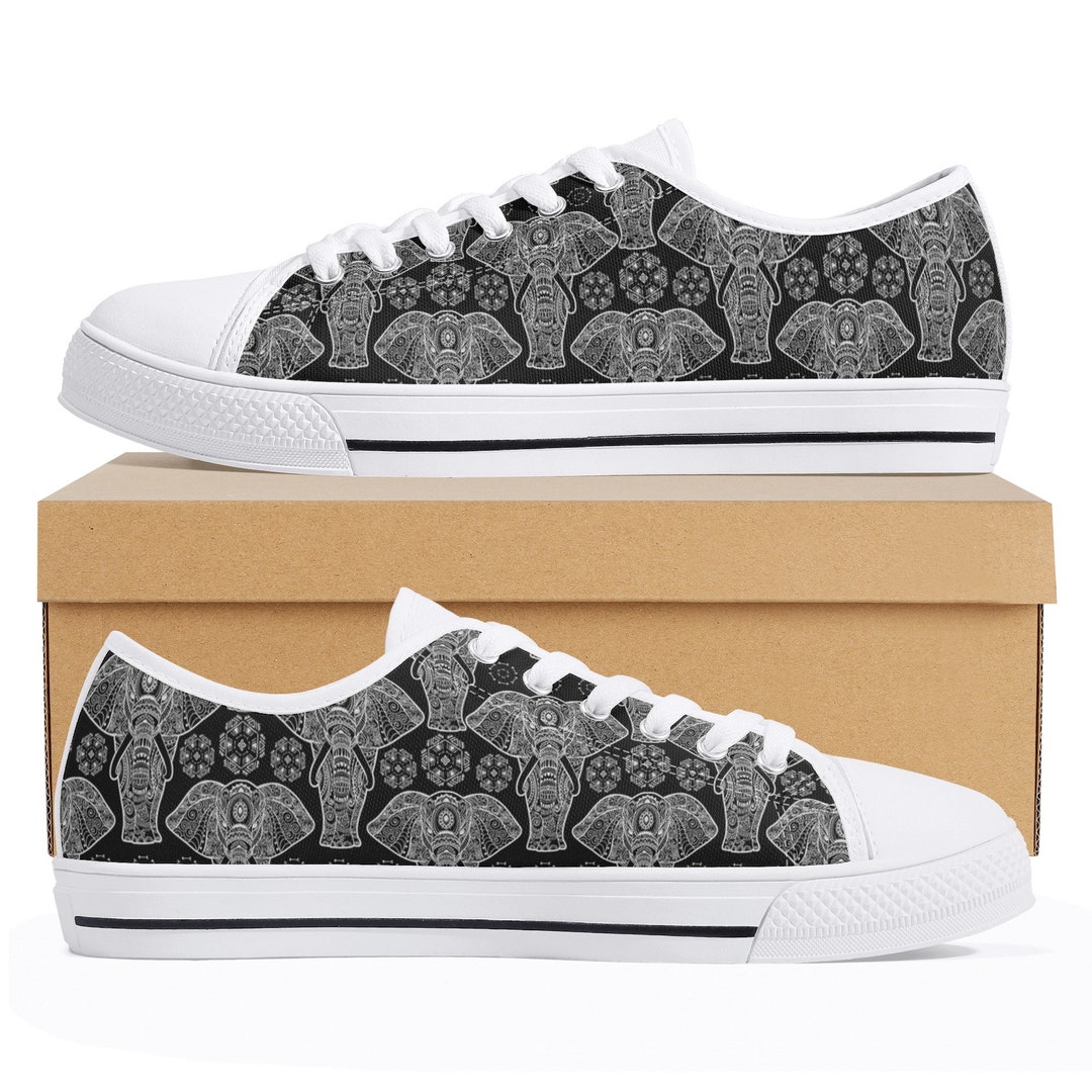 Custom Mandala Elephant Shoes for Women Low Top Converse Style - Etsy