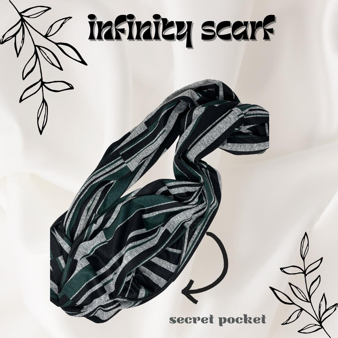 Infinity Scarf With Hidden Pocket Bespoke Handmade, Great Gift Idea ...
