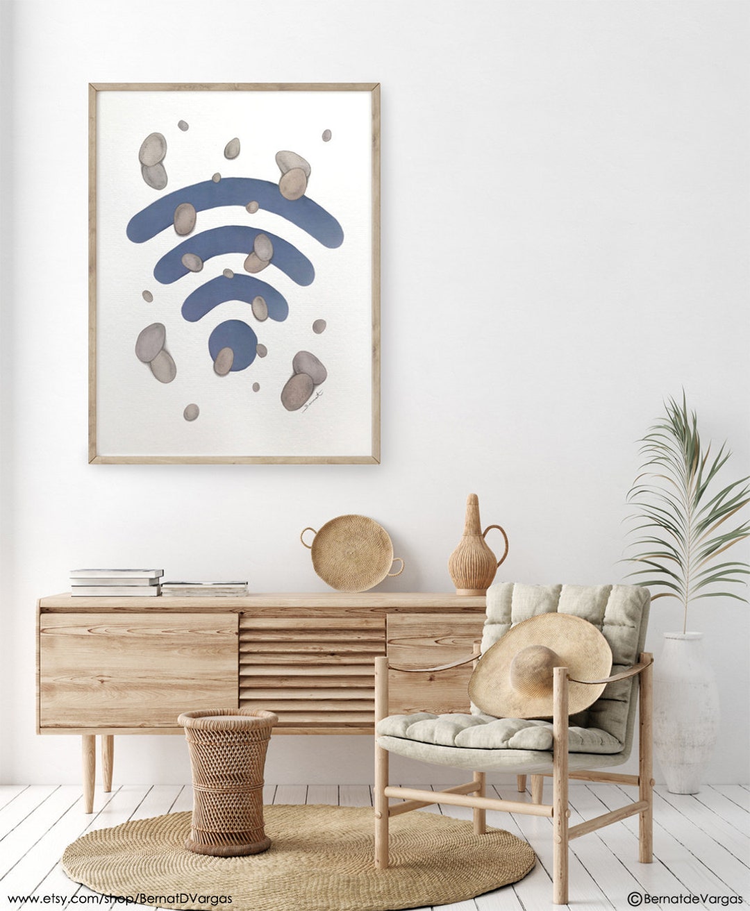 Blue Wifi Watercolor Illustration Art Print Natural Wall Art - Etsy