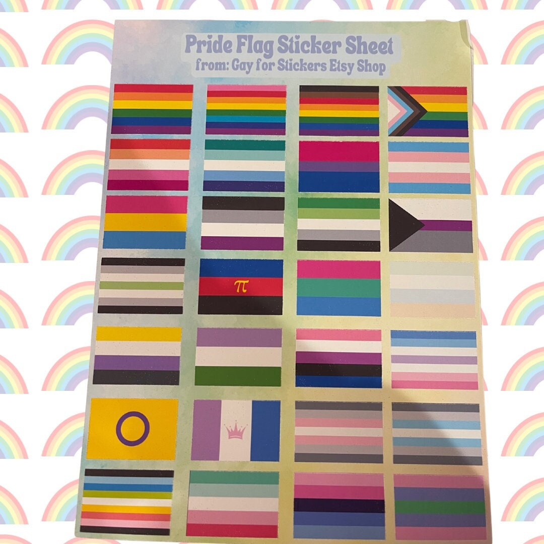 Pride Flag Sticker Sheet 28 Pride Flags Two Sizes Tiny Sheet and Large ...