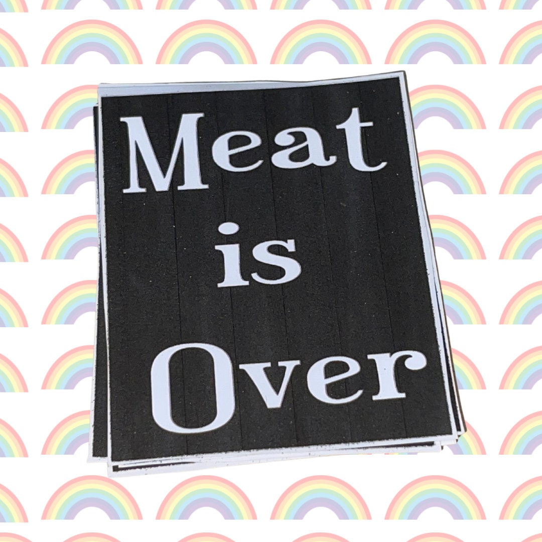 Meat is Over Black Rectangle Sticker || Two Sizes || Perfect for Vegans ...