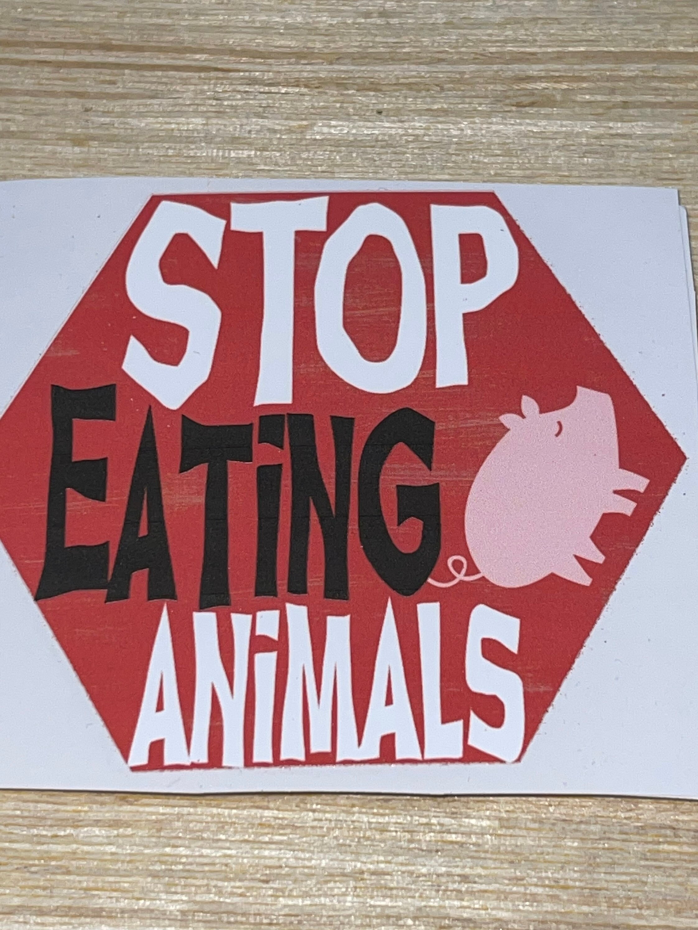 Stop Eating Animals Stop Sign Sticker With Cute Pig Two - Etsy Ireland