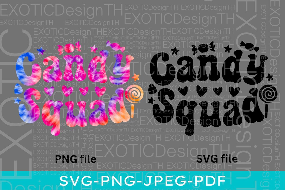 Candy Squad Tie Dye Family Kids Cute Groovy Funny Candy Security Sugar ...
