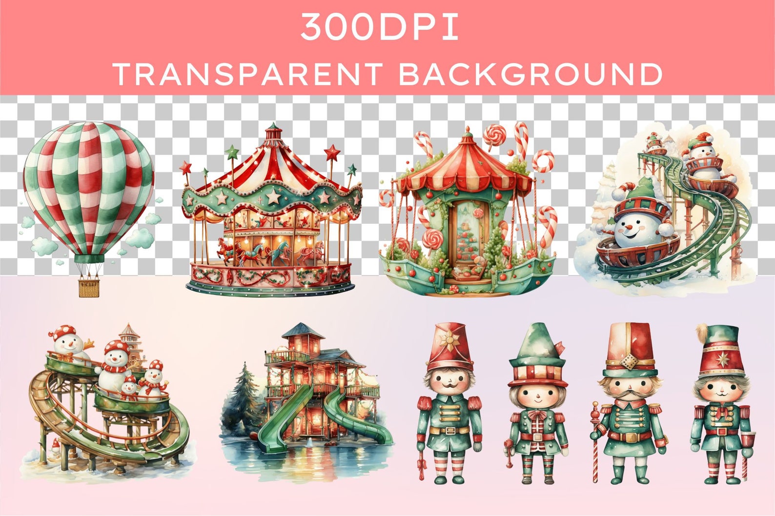 Watercolor Amusement Park Clipart, Circus Carnival Attraction Park ...